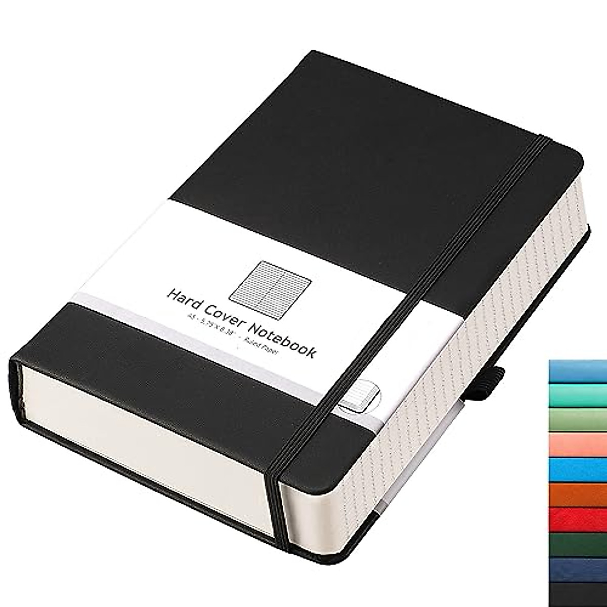 AHGXG Thick Journal Lined Notebook - 320 Numbered Pages Journal for Writing A5 Notebook College Ruled, 100gsm Lined Paper, Leather Hardcover, for Women Men Work Office School, 5.75'' X 8.38''-Black