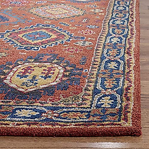 SAFAVIEH Heritage Collection 2'3" x 8' Rust / Navy HG427P Handmade Traditional Oriental Premium Wool Runner Rug