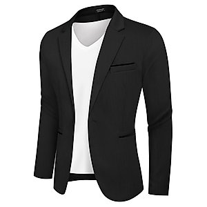 COOFANDY Men's Sportcoat Slim Fit Notched Lapel Causal Party Blazer Jacket Black