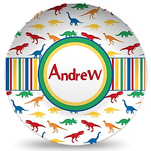 Kids Personalized Plate Set - Dinosaur - Personalized Dinnerware Set, Dinosaur Personalized Plate, Bowl, Placemat, Mug, Platter - Choose Your Pieces