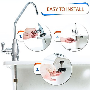 Aquaboon Non-Air Gap RO Faucet - Reverse Osmosis Faucet Chrome Finish - Drinking Water Faucet for Kitchen Sink fits Water Filtration System - Filtered Water Faucet Stainless Steel - Beverage Faucet