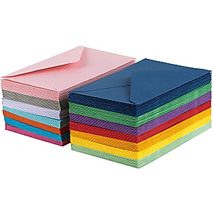 140 Mini Envelopes 14 Assorted Colors, Gift Card, Business Card Envelopes 4"x 2.7"