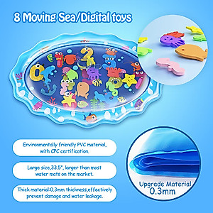 heytech Tummy Time Baby Water Mat, Infant Toy Inflatable Play Mat Activity Center for 3 6 9 Months Newborn Boy Girl 33.5"X24"