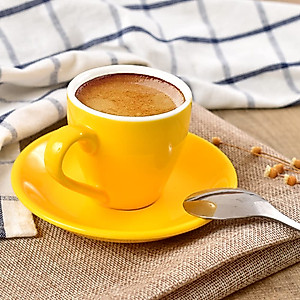 ionEgg Porcelain Espresso Cup with Saucer, Espresso shot Cup, 80ml/2.7Oz, Yellow