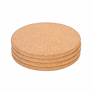 Cork Trivet, 4 Pack High Density Thick Cork Coaster Set for Hot Dishes, 8 Inch Heat Resistant Multifunctional Cork Board, Hot Pads for Table & Countertop