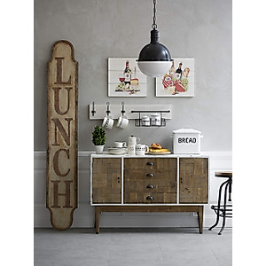 Creative Co-Op Farmhouse Enameled Metal Bread Box with "Bread" Message, White