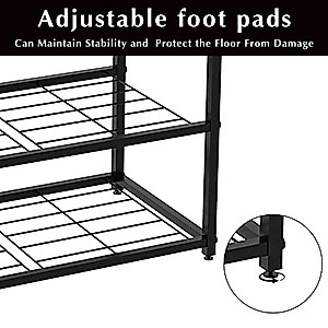 C&AHOME 5 Tier Metal Shoe Rack, 5 Tiers Shoe Rack, Storage Rack with 4 Metal Mesh Shelves and Top Board, Narrow Shoe Organizer for Closet Entryway, Free Standing Shoe Rack, Rustic Brown USRMW05RB