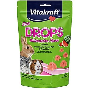 Vitakraft Star Drops Watermelon Flavor Rabbit, Guinea Pig & Chinchilla Treat, 4.4 oz, Pink