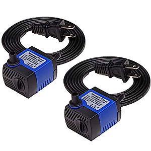 AQUANEAT 2pcs Submersible Water Pump, 80GPH Fountain Pump, Small Water Pump, Aquarium Pump for Fish Tank, Outdoor Water Fountain, Hydroponics, Pond