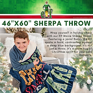 Franco Elf The Movie Holiday Christmas Bedding Soft Plush Sherpa Blanket Throw, 46 in x 60 in, (Officially Licensed Product)