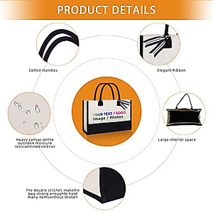 MERRYWORK Initials and Last Name Customized Embroidered Tote Bag 100% Cotton Canvas Personalized Tote Bag for Bridesmaid Anniversary Wedding Day