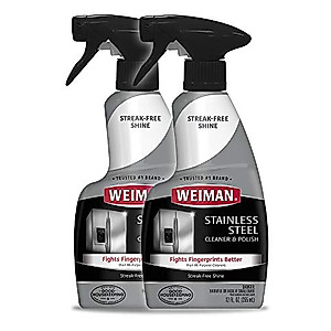 Weiman Stainless Steel Cleaner and Polish - 12 Ounce (2 Pack) - Removes Fingerprints, Residue, Water Marks and Grease from Appliances - Refrigerators Dishwashers Ovens Grills - 24 Ounce Total