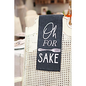 Col House Designs Funny Kitchen Towels with Sayings, Charcoal Grey - Funny Dish Towels (for Forks Sake)