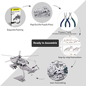 Piececool 3D Metal Puzzle Military Model Kits, 10 Helicopter Airplane Models Kits to Build for Teens Men Hobbies Toys DIY Brain Teaser Puzzles, Great Birthday Gifts, 122 Pcs