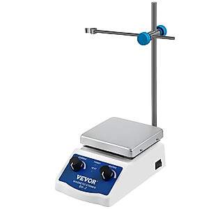 VEVOR SH-2 Magnetic Stirrer, 0-2000 RPM, 1000ml Mixing Capacity Laboratory Magnetic Stirrer Hotplate w/Stand, 180W Heating Power ＆ 380°C Max Heating Temperature, for Lab Liquid Mixing Heating
