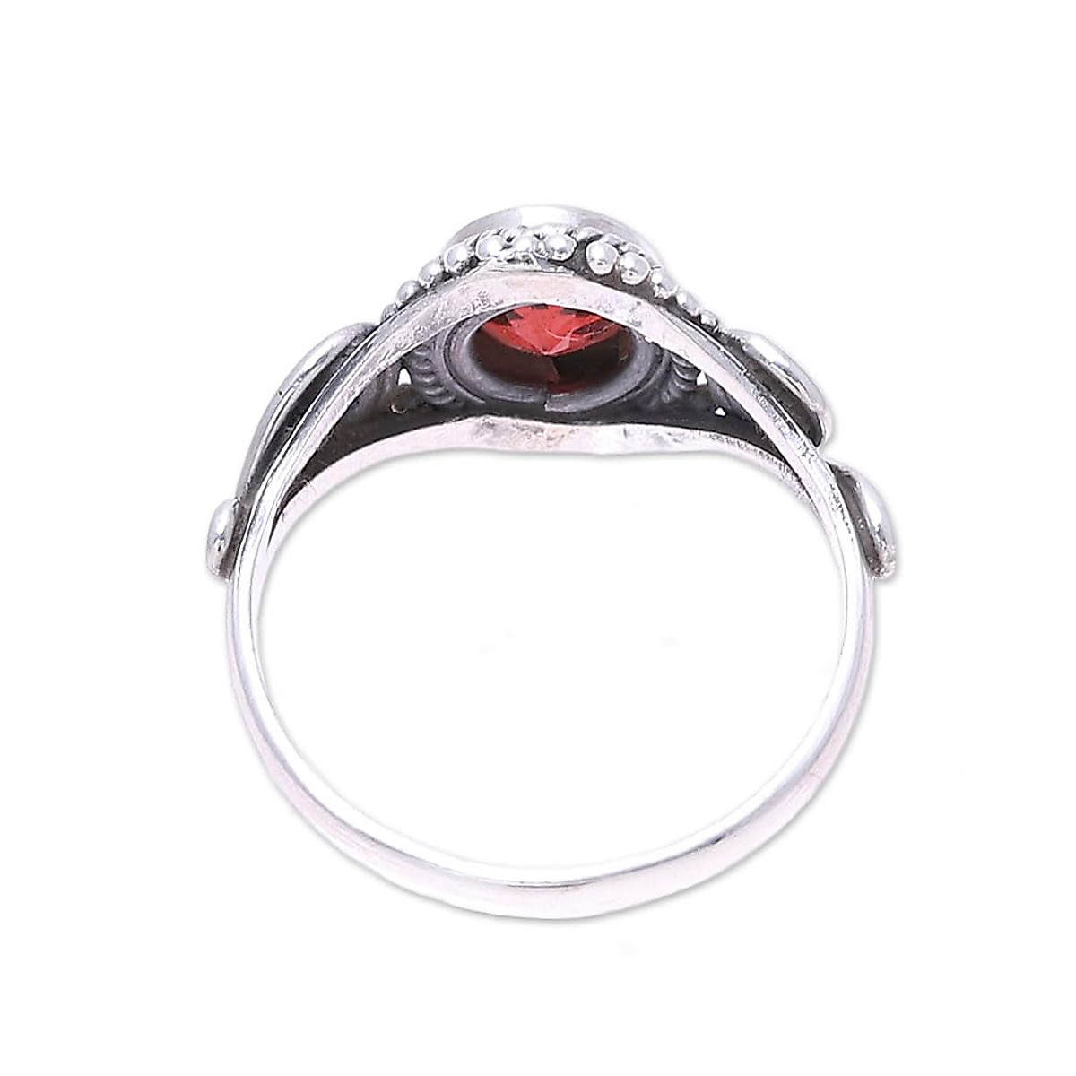 NOVICA Garnet .925 Sterling Silver Ring, Assam Allure'