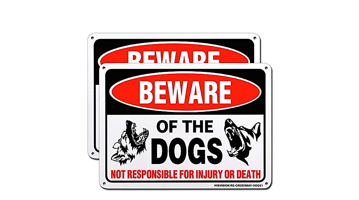 Beware of Dog Sign - 2 Pack Durable Aluminum Warning