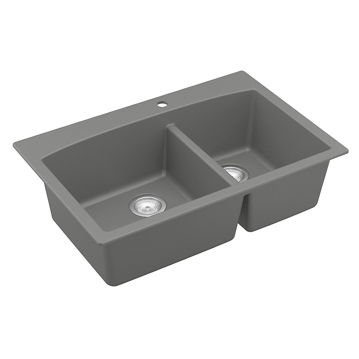 Karran QT-711 Drop-In Quartz Composite 33 in. 1-Hole 60/40 Double Bowl Kitchen Sink in Grey