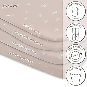 Ely’s & Co. Bassinet Sheet 2-Pack — Combed, 100% Jersey Cotton for Baby Girl — Rosewater Pink, Pin Dots & Gingko Leaves