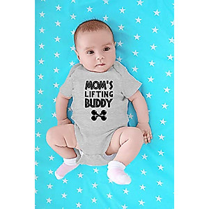 CBTwear Mom's Lifting Buddy - Mommy's Workout Partner - Cute Infant One-Piece Baby Bodysuit (6 Months, Heather Grey)