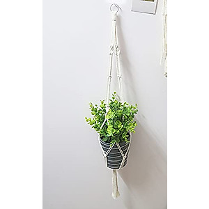 Lynnda Macrame Wall Hanging Shelves, Macrame Plant Hangers of 2, Boho Home Wall Decor Floating Shelves with Detachable Stick