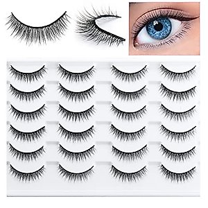 SONAFEEL Short False Eyelashes Natural Look Wispy Strip Lashes Pack 11mm 12Pairs Small Lashes 3d Mink Eyelashes Reusable Lightweight Short Natural Eyelashes