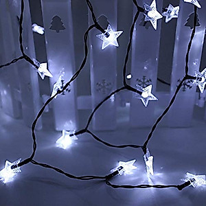 White 2-Pack 200 LED 40FT Star Solar String Lights Outdoor, Star Solar Lights Outdoor Decorative, 8 Modes Solar Powered Twinkle Fairy Lights Decoration for Ramadan, Garden, Party (Cool White)