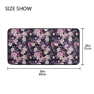 ElliTarr Kitchen Rugs and Mats Non Skid Washable Absorbent Floor Mats Cushioned in Front of Sink for Home Farmhouse Kitchen Bathroom Kitchen Runner Rug 39 x20Inch Purple Floral
