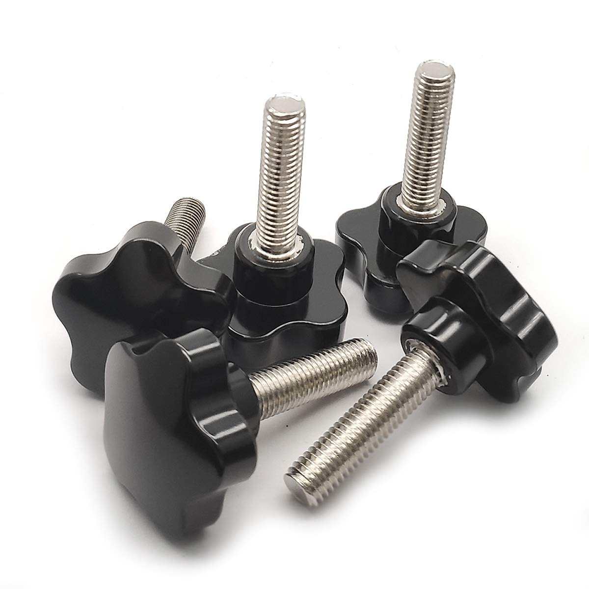 M10 x 35mm Star Shape Screw Knobs ，5-Star Stud， Tightening Screw Grip Handheld for Machine Tool，Pack of 5