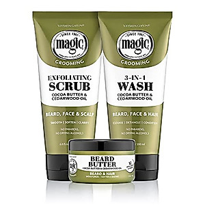 SoftSheen-Carson Magic Men's Grooming Facial Exfoliating Scrub, Softens, Smooths and Clarify, With Cocoa Butter and Cedarwood Oil for Beard, Skin and Scalp, 6.7 fluid ounces