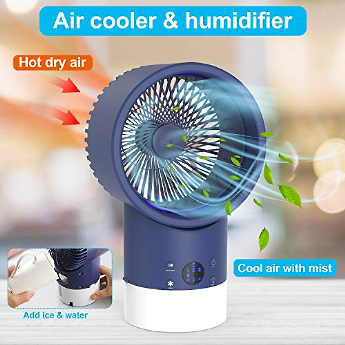 Portable Air Conditioner Fan,Personal Air Cooler with Mist Humidifier, Mini Evaporative Air Cooler