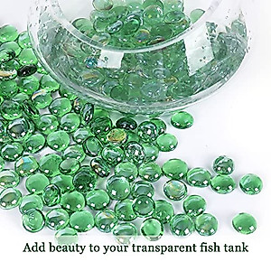Ausluru 5LB Fire Glass Beads Flat Glass Marbles for Outdoor Fire Pit and Fireplace, Glass Gemstones for Vase Filler, Aquariums, Hydroponics Plants, Home Decor and Christmas DIY Craft, Green
