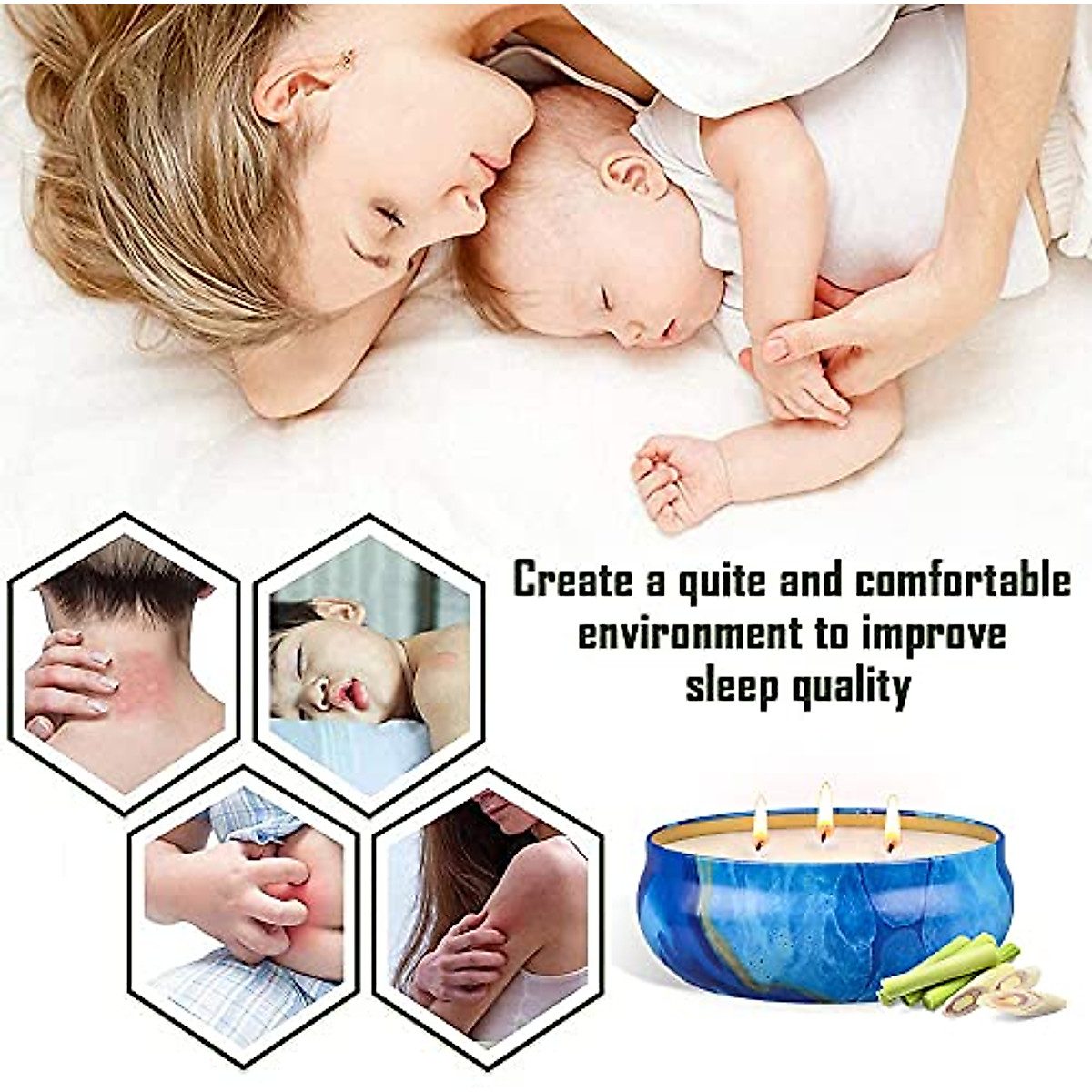 OFUN Large Citronella Candles Outdoor, 3 Wicks Scented Candle Set for Home Patio, Garden Balcony Camping BBQ, 240hr Long Lasting, Decorative Travel Tin, Natural Soy Wax Jar Candles 3 Pack