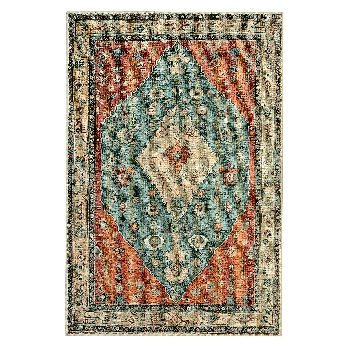 Lahome Washable Indoor Doormat, Non-Slip Retro Entryway Rug 32"x47" Floor Mat Boho Retro Entry Rugs Inside House, Absorbent Low-Pile Kitchen Rugs Distressed Front Door Mat Welcome Mats