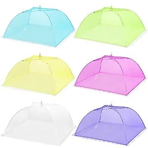 HBlife 6 pack Colored Large Pop-Up Mesh Food Cover Tent,17 Inches Food Protector Covers Reusable and Collapsible Outdoor Picnic Food Covers Tent For Parties Picnics, BBQs