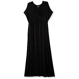 Amazon Essentials Women's Waisted Maxi Dress (Available in Plus Size), Black, 1X