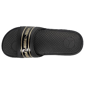 Puma - Womens Cool Cat Stripe Repeat Sandals, Size: 8 M US, Color: Puma Black/Puma Team Gold