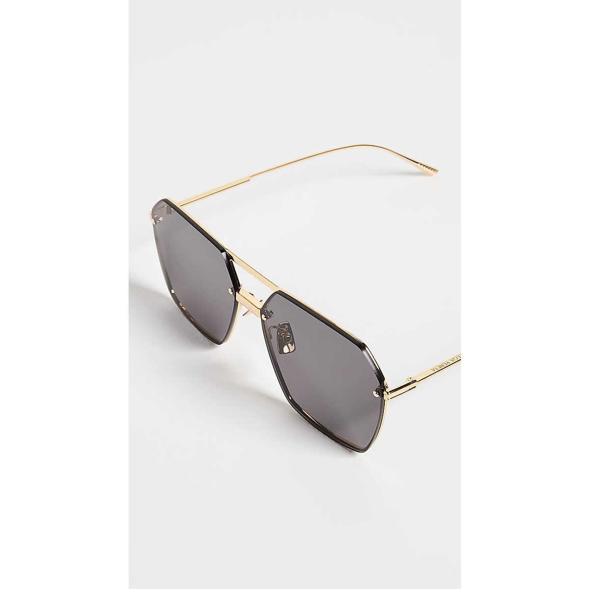Bottega Veneta Oversized Geometric Aviators, Gold/Gold/Grey, One Size
