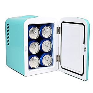 Frigidaire BLUE EFMIS149_AMZ Mini Portable Compact Personal Cooler Fridge, 4 Liter Capacity Chills Six 12 oz Cans, 100% Freon-Free & Eco Friendly, Includes Plugs for Home Outlet, standard