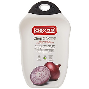 Dexas Chop & Scoop Cutting Board, 6.5 by 10.5 inches, White with Black Handle