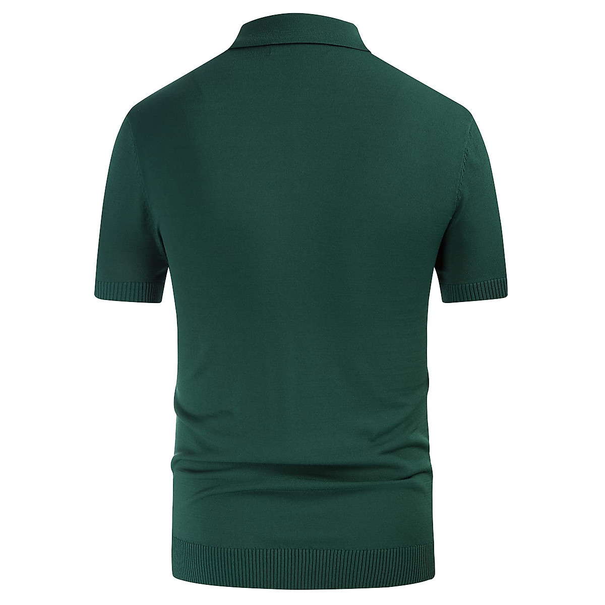 PJ PAUL JONES Mens Retro Striped Polo Shirt Short Sleeve Button Down Knitted Shirts Green M