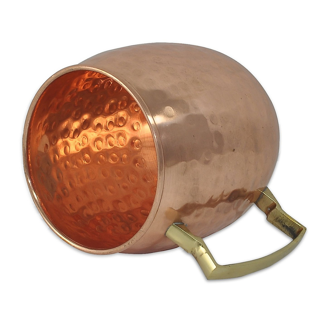 Hammered Copper Moscow Mule Mug Handmade of 100% Pure Copper, Brass Handle 16 Oz No Inner Lining Set of 12 pc