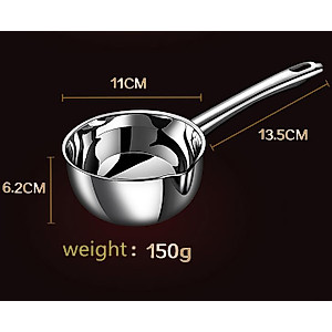 Wholeyhome 400ml Butter Coffee Milk Stainless Steel Warmer Pan,Mini Pot Chocolate Melting with Dual Pour Spout Stainless Steel Pan (400ml/13.6oz)