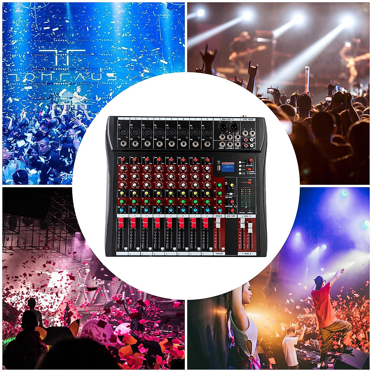 DNYSYSJ Audio Mixer, 8 Channel bluetooth Live Studio Audio Mixer, Professional Audio Mixer, USB Mixing Console, Sound Board Console System DJ Studio