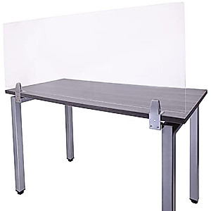Obex Clear Acrylic Desk Mounted Privacy Panel, 12", Aluminum