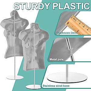 Sintuff 4 Pack Male and Female Mannequin Torso with Stand Dress Form Hollow Back Shirt Mannequin Display Half Body Mannequin for Clothes White Clothing Mannequin for Craft Shows, S-Medium Clothes Size