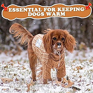 KONUNUS Knitted Small Dog Sweater Warm Dog Jumper Coat Puppy Winter Clothes for Dogs Cats, Khaki