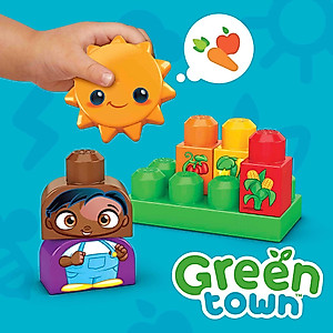 Mega BLOKS Fisher-Price Toddler Building Blocks Toy Set, Green Town Grow & Protect Farm with 51 Pieces, 3 Figures, Ages 1+ Years