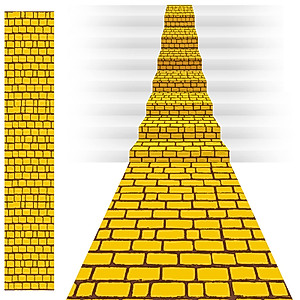 Long Brick Road Floor Runner Brick Wall Backdrop, Princess Decorations, Brick Road for Halloween Wizard Cosplay Party, 31.5 Inch x 16.4 Feet (Yellow)