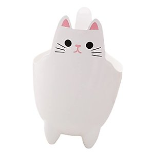 STOBAZA Cat Shaped Trash Can, White, Plastic, 6 inch
